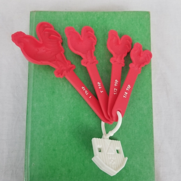 Kitchen | Red Rubber Chicken Measuring Spoons With Little White Barn ...